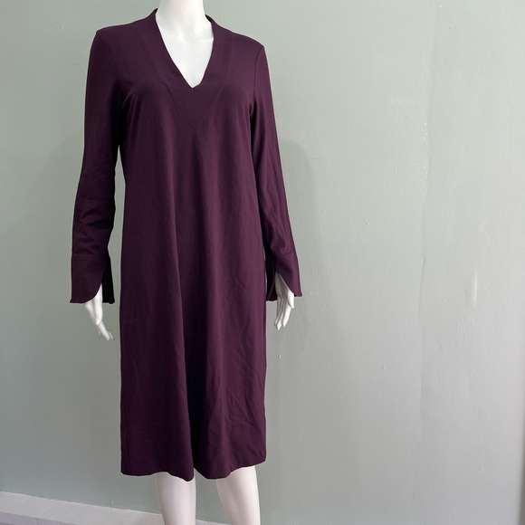 Pure Collection | Dresses | Pure Collection Plum Dress 4 Ponte V Neck ...